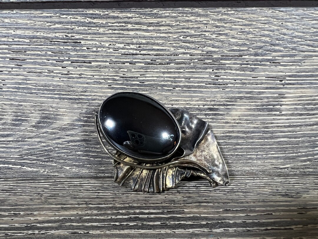 Large Avi Soffer Israel Modernist Sterling Silver .925 Hematite Brooch ...
