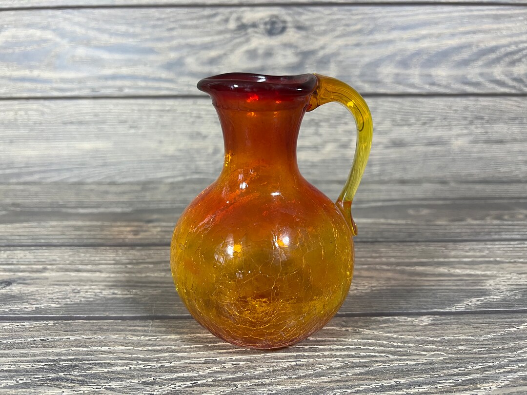 Amberina Crackle Glass Mini Pitcher - Etsy