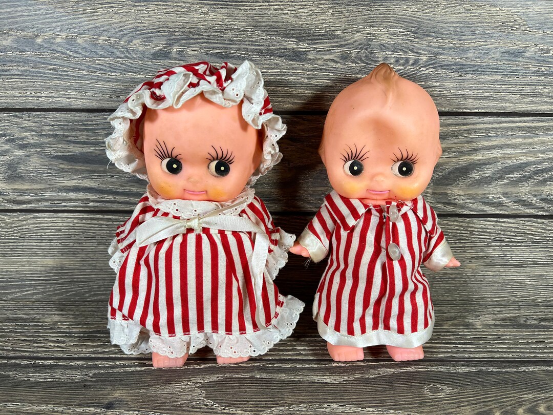 Vintage Rubber Christmas Kewpie Doll Girl & Boy Dolls Striped Pj's - Etsy