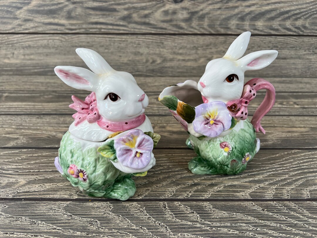 Corner Ruby Spring Collection Bunny Creamer & Sugar Bowl - Etsy