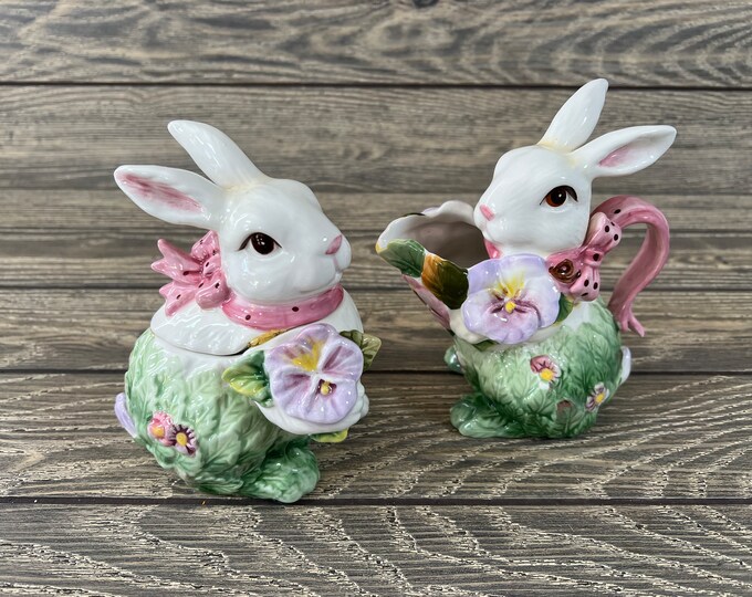 Corner Ruby Spring Collection Bunny Creamer & Sugar Bowl - Etsy