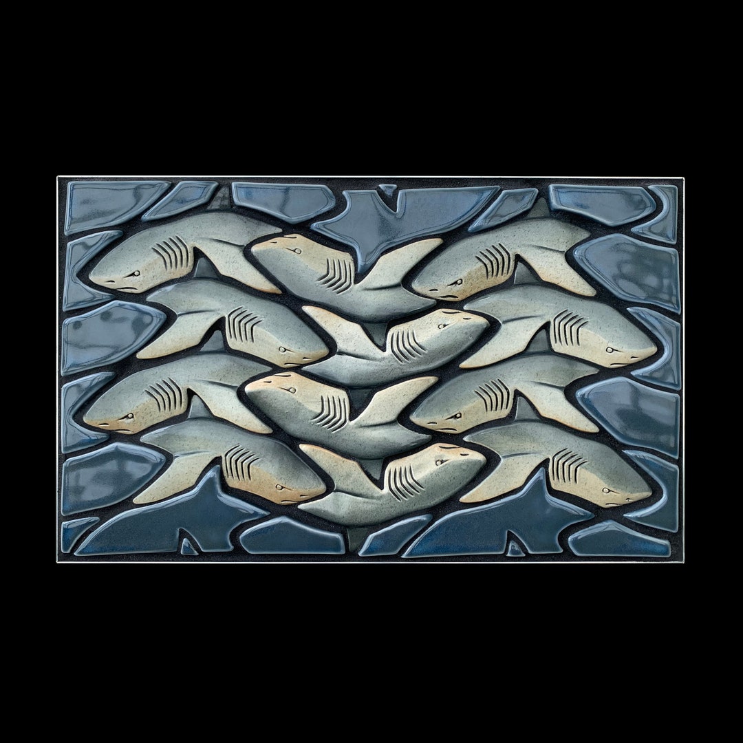 Twelve Sharks Ceramic Tile Hanging Wall Panel - Etsy