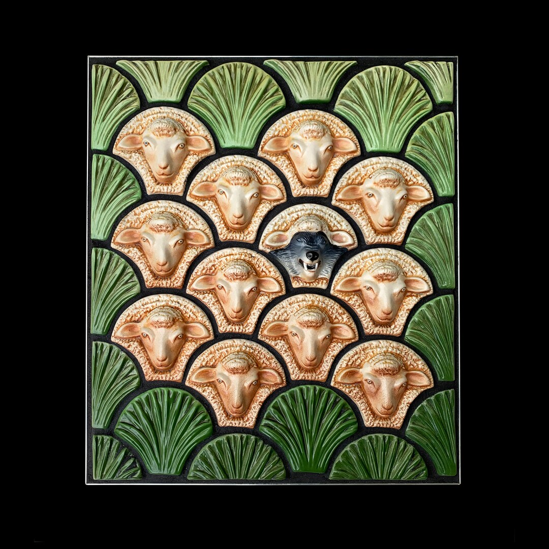 Wolf in Sheep’s Clothing Ceramic Tile Hanging Wall Panel - Etsy