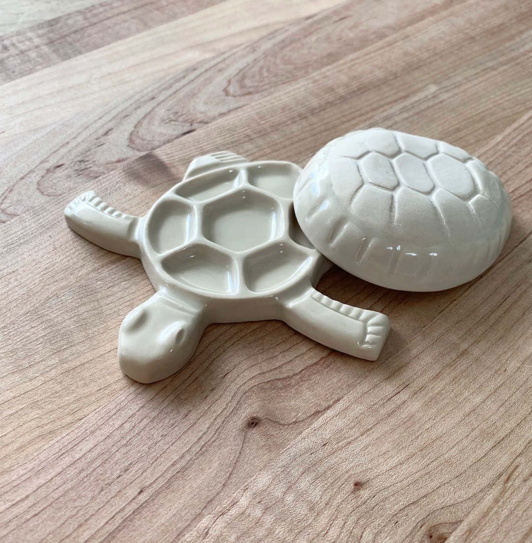 Handmade Ceramic Sea Turtle Paint Palette With Shell Cup - Etsy