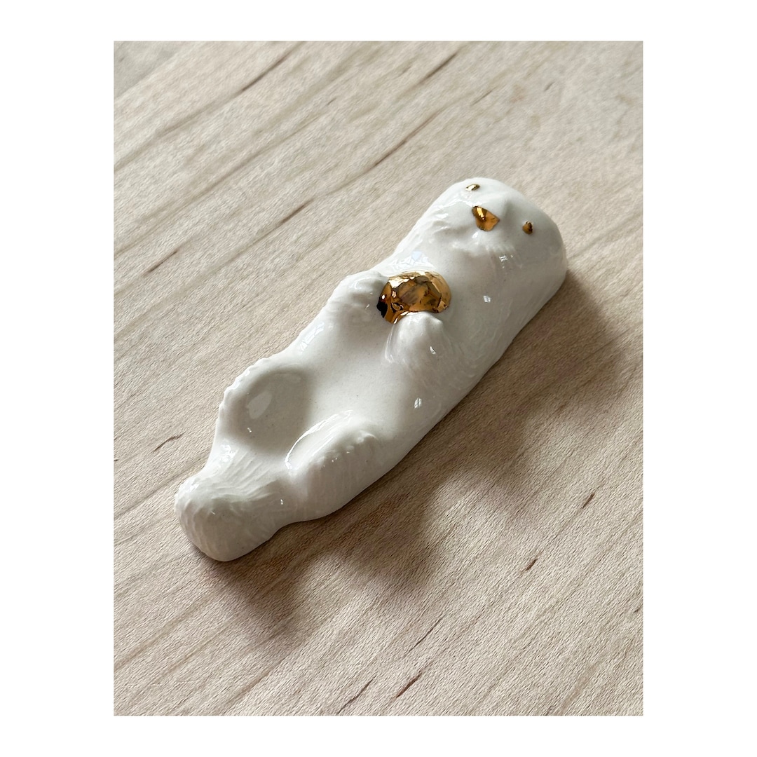 Ceramic Brush Rest / Ready to Ship Handmade Sea Otter Brush Rest ...