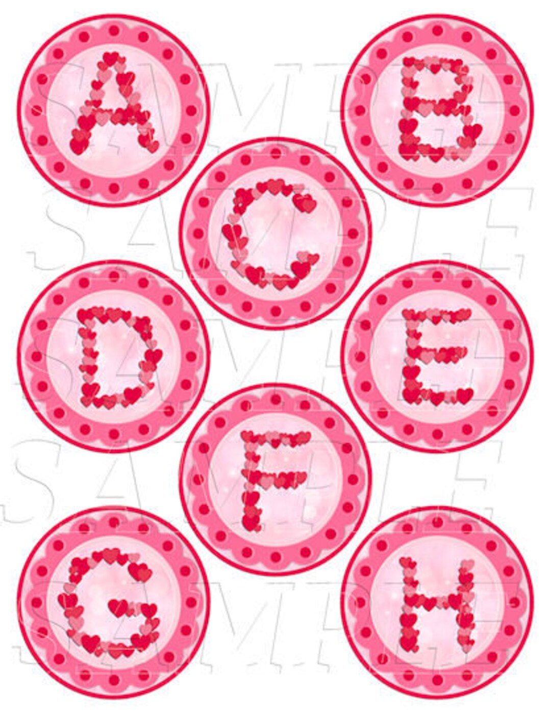 Valentine Heart Alphabet,cupcake Toppers,buttons, Printable Toppers,3 ...