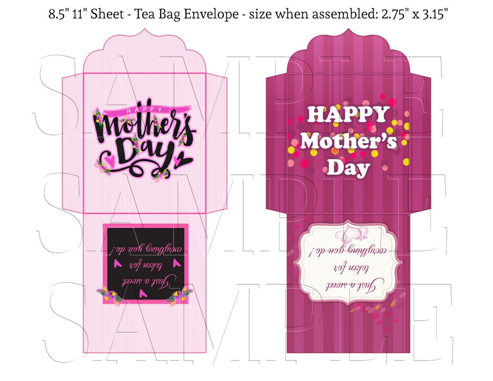 Mother's Day Tea Bag Envelope Digital Print Instant - Etsy