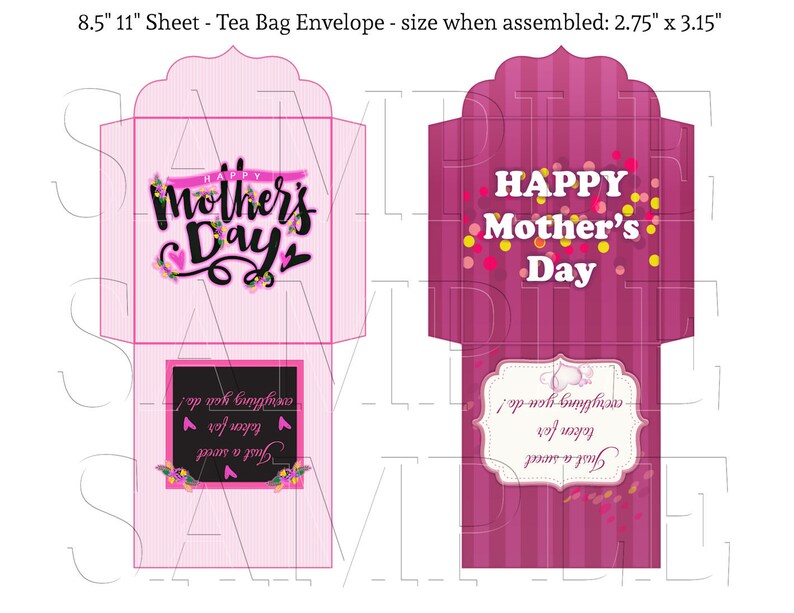 Mother's Day Tea Bag Envelope Digital Print Instant - Etsy
