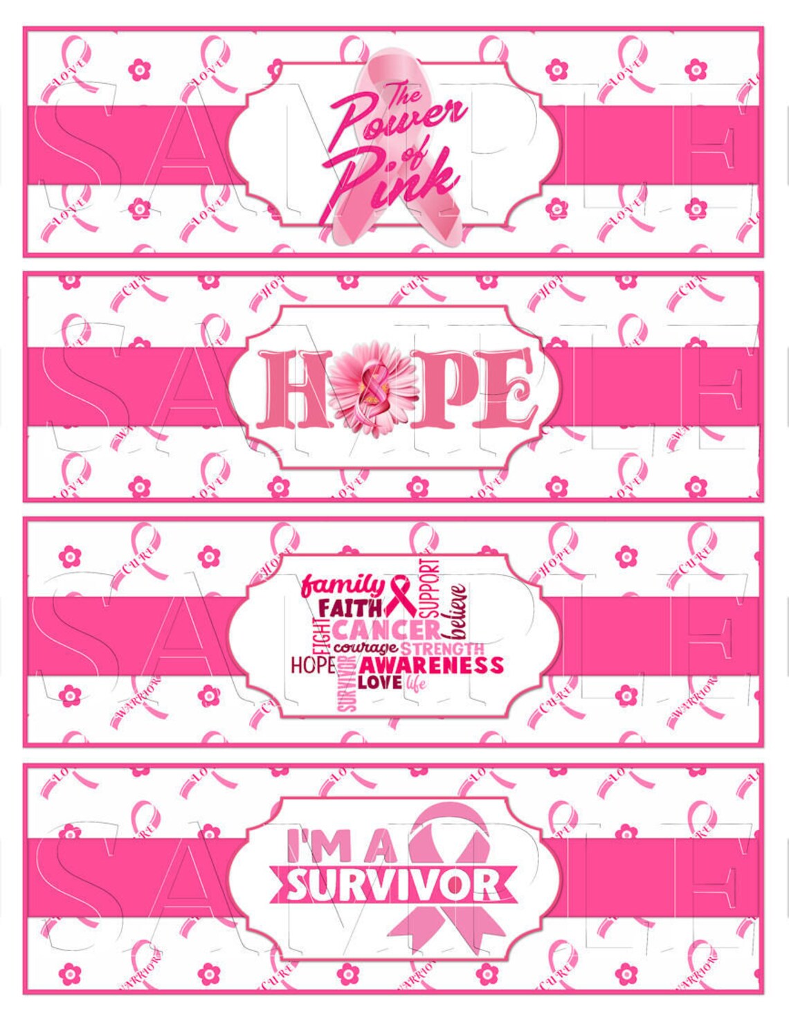 Breast Cancer Quotes Water Bottle Labels, Digital Download ,DIY ...