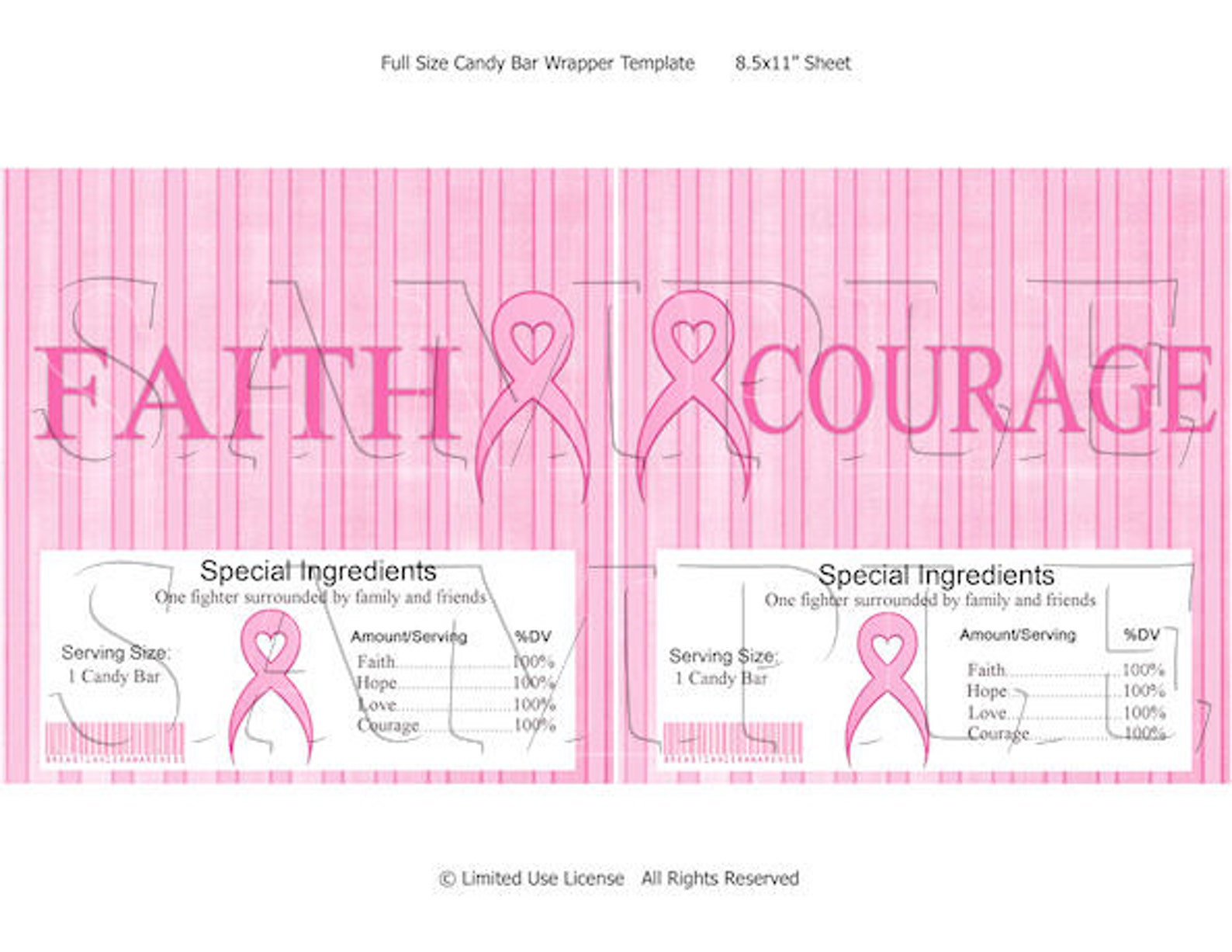 Breast Cancer Candy Wrappers,faith and Courage, Awareness Parties,diy ...