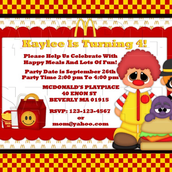 Mcdonalds Birthday Invitation - Etsy
