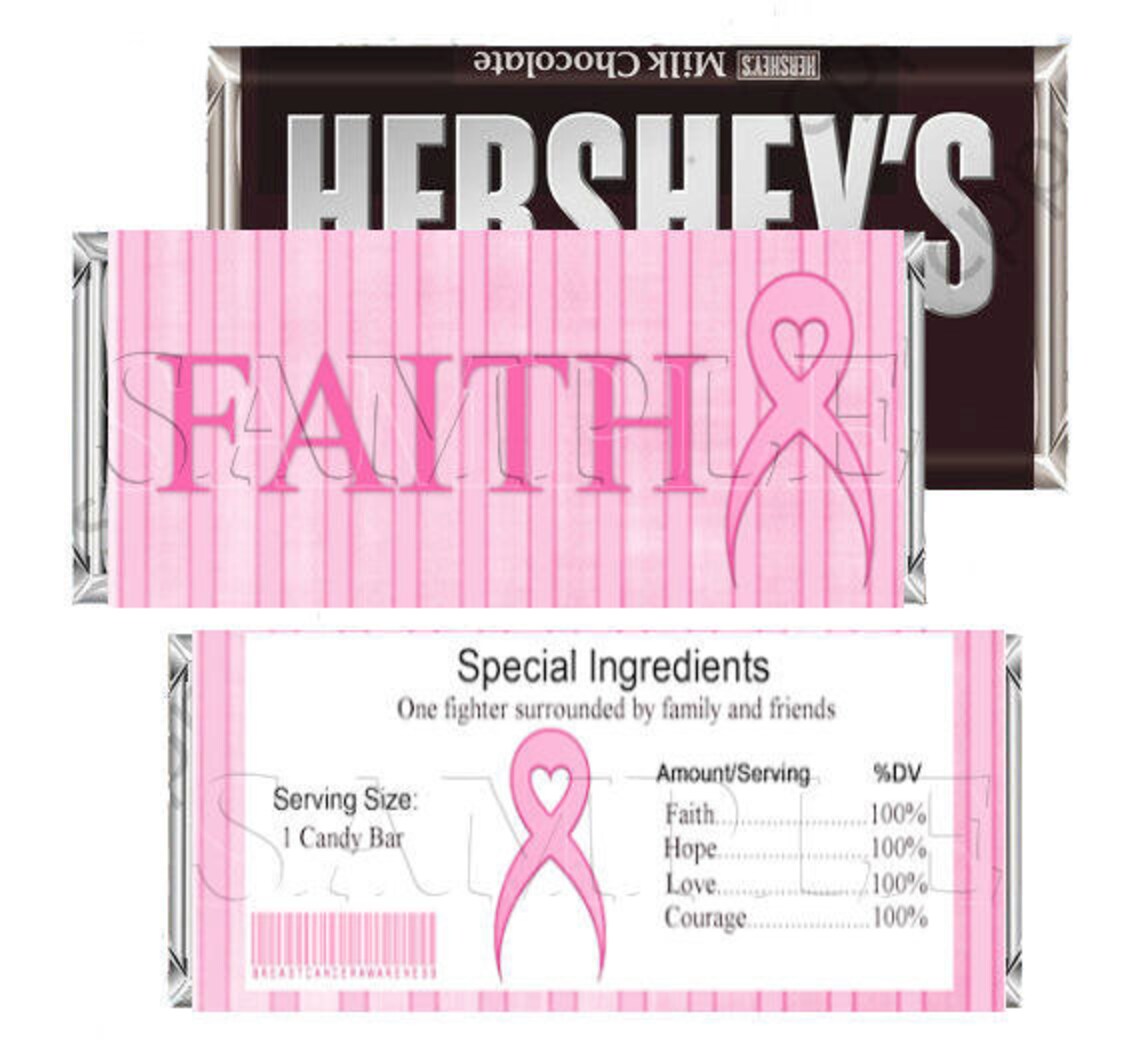Breast Cancer Candy Wrappers,faith and Courage, Awareness Parties,diy ...