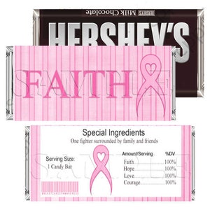 Breast Cancer Candy Wrappers,faith and Courage, Awareness Parties,diy Printable, Digital ...