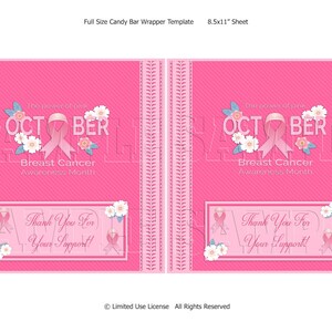 October is Breast Cancer Awareness Candy Wrapper, Printable, Digital Download, DIY Printable ...