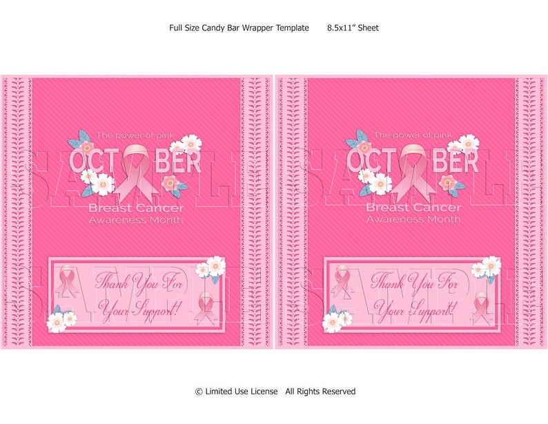 October is Breast Cancer Awareness Candy Wrapper, Printable, Digital ...