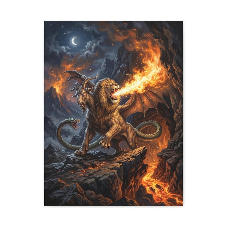 Chimera Monster Wall Art Greek Mythology Fire Breathing Beast Canvas ...