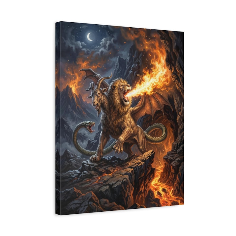 Chimera Monster Wall Art Greek Mythology Fire Breathing Beast Canvas ...