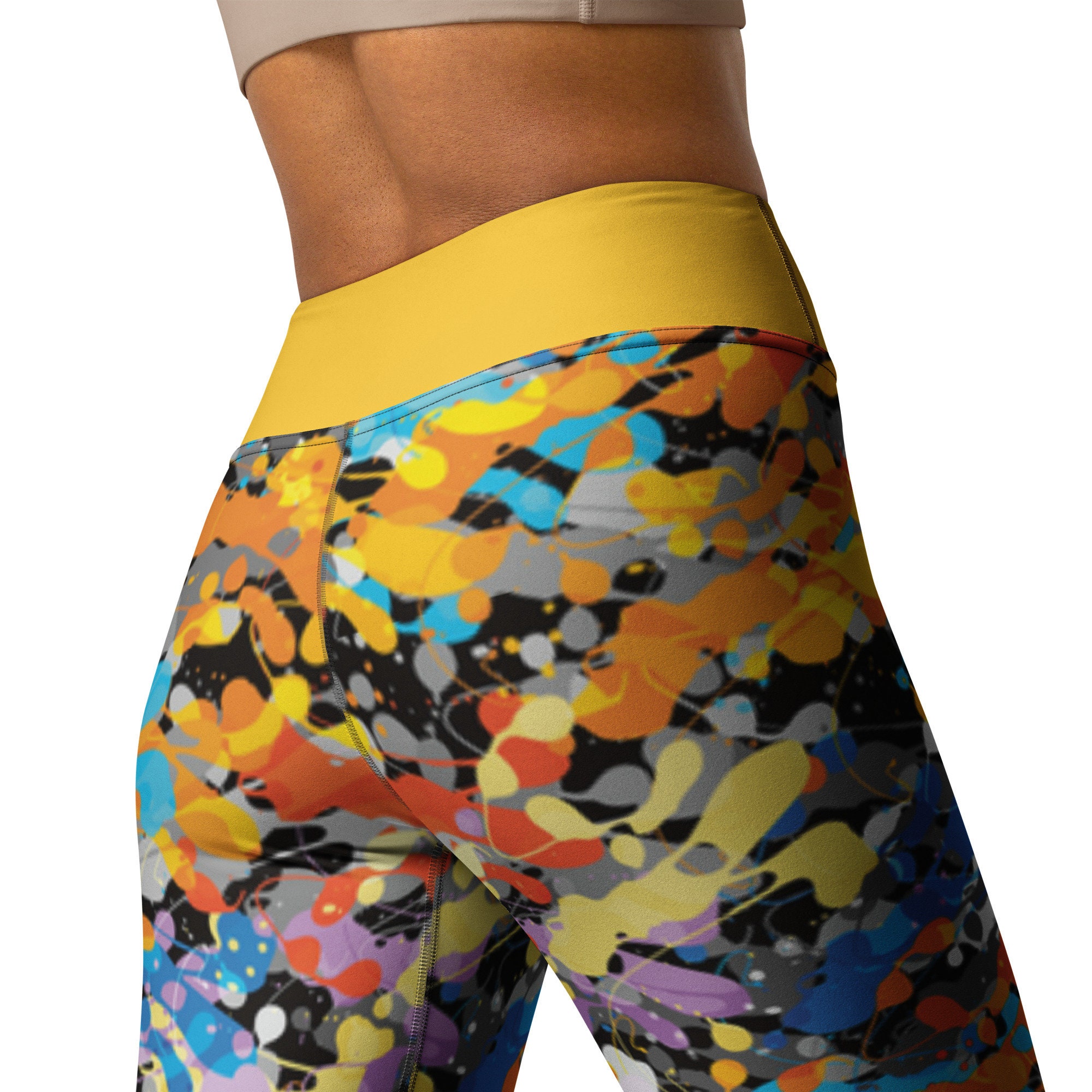 Women's Leggings, Abstract Art Leggings, Yoga Pants Women, Multicolor ...