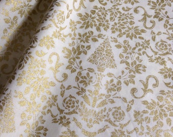Gold damask fabric | Etsy