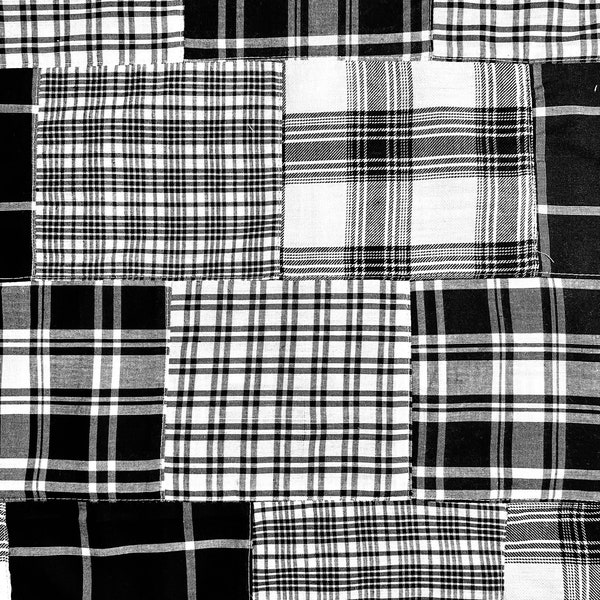 Black and White Plaid Fabric - Etsy