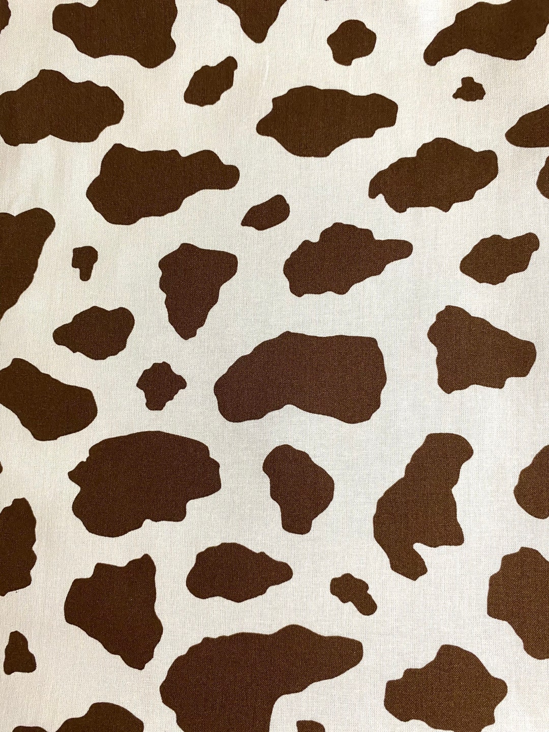 Fabric by the Half Yard - BROWN Cow Print, Medium Size Spots, White ...