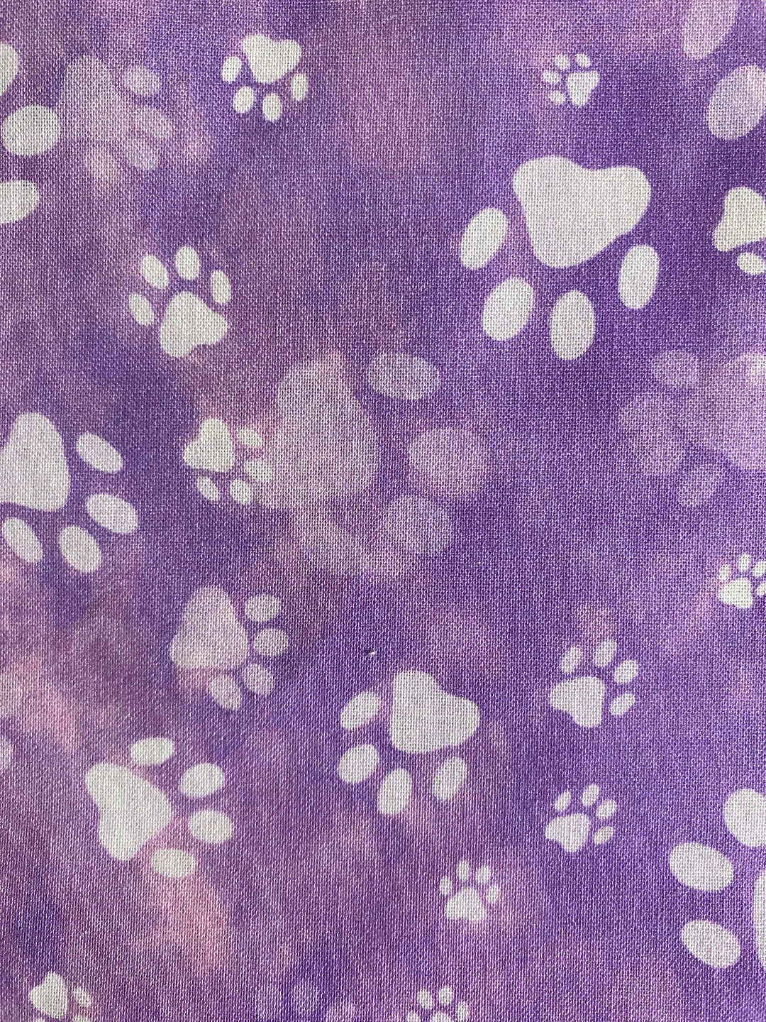 Fabric by the Half Yard Paw Prints on Lavender, Paw Print Fabric, Dog ...