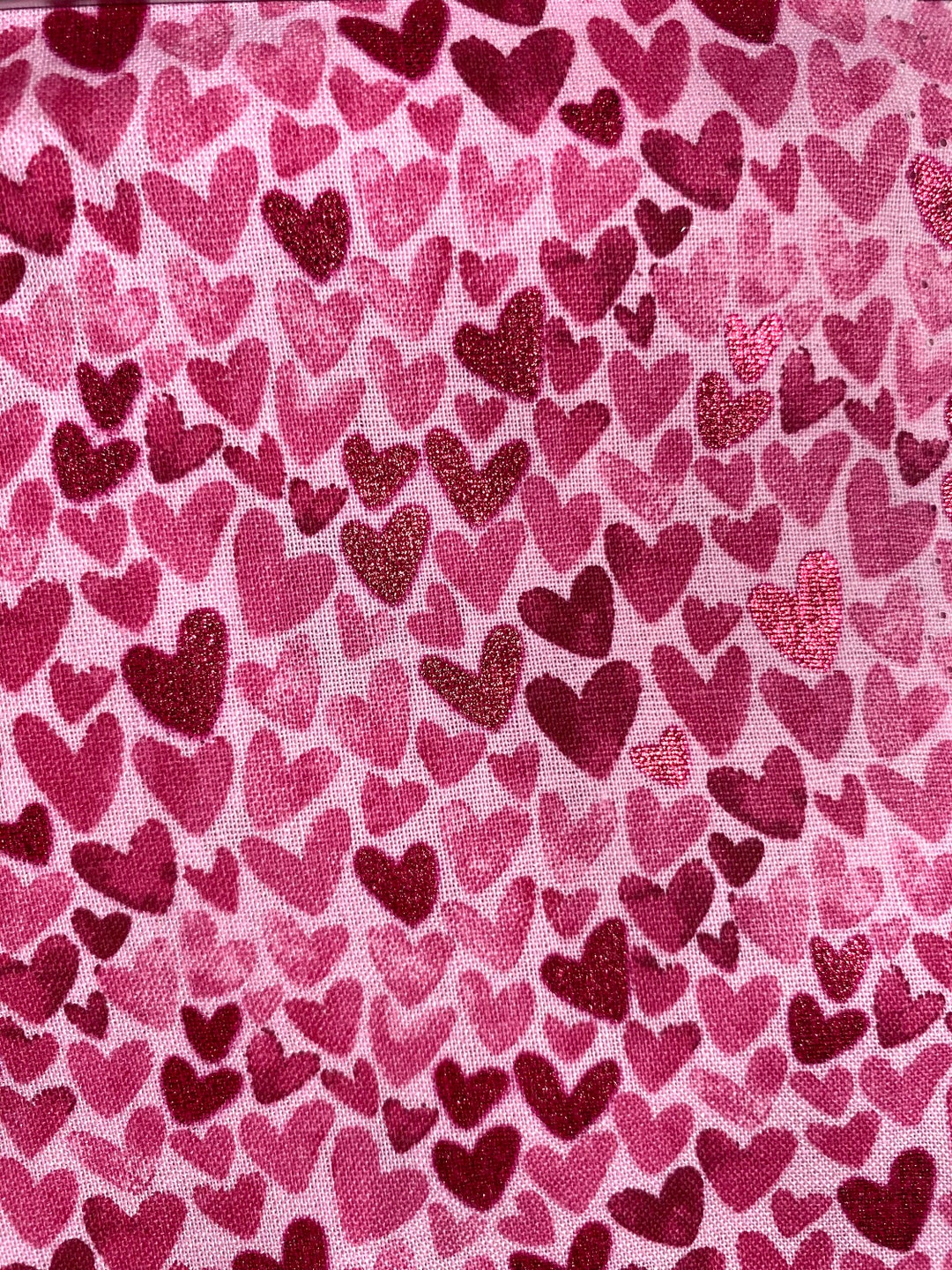Fabric by the Half Yard Packed Hearts Pink Foil, Valentines Day, Love ...