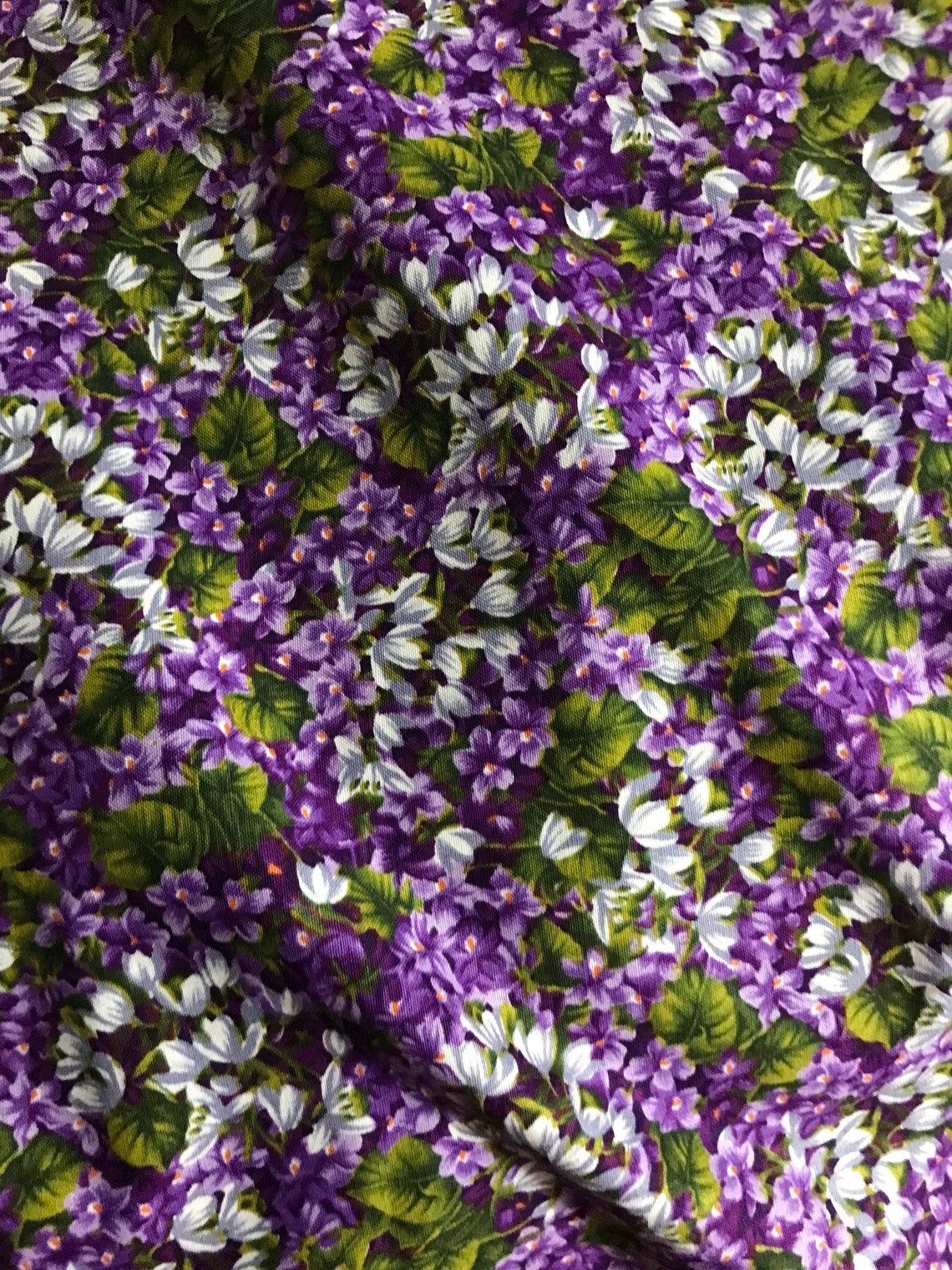 Fabric by the Half Yard - Violet Garden, Floral Fabric, Violets, Spring ...