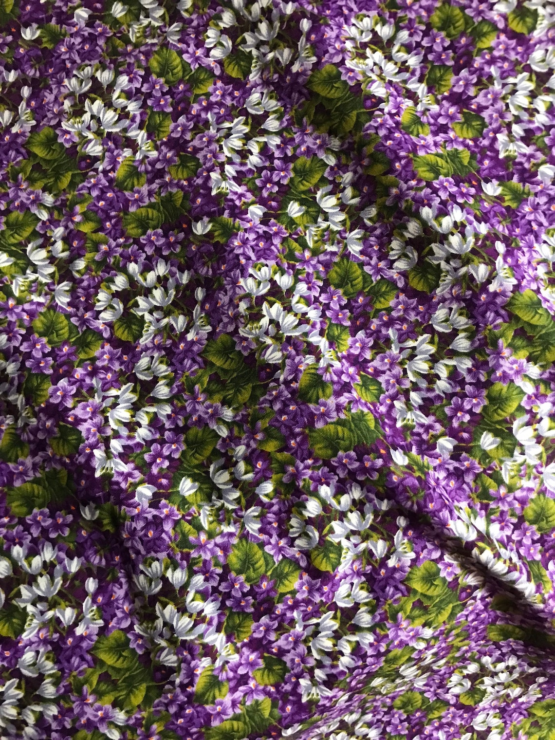 Fabric by the Half Yard - Violet Garden, Floral Fabric, Violets, Spring ...