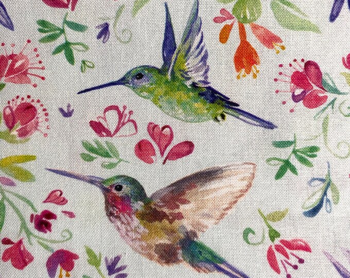 Fabric by the Half Yard - Hummingbirds, Hummingbird Fabric, Floral ...