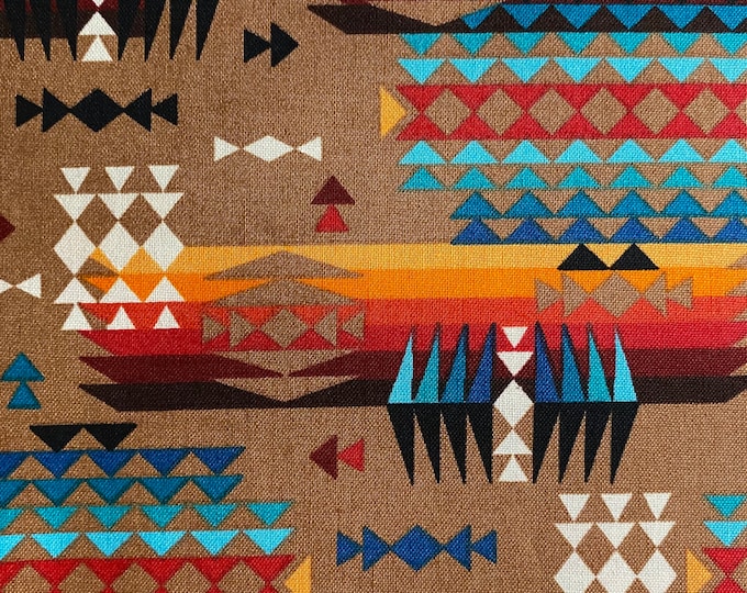 Navajo Inspired Fabric Native American Bead Pattern Turquoise by Khaus ...