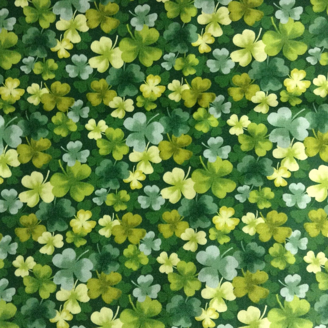 One Half Yard of Fabric Material - Shamrocks, Shamrock Fabric, St ...