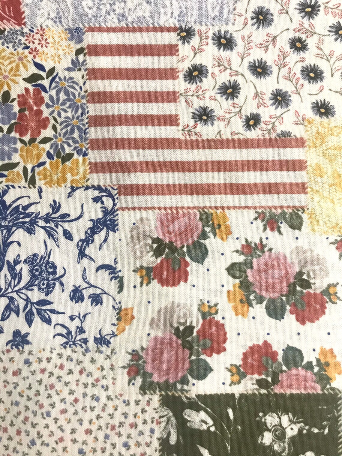 One Half Yard of Fabric - Floral Patches, Flower Garden, Floral Fabric ...