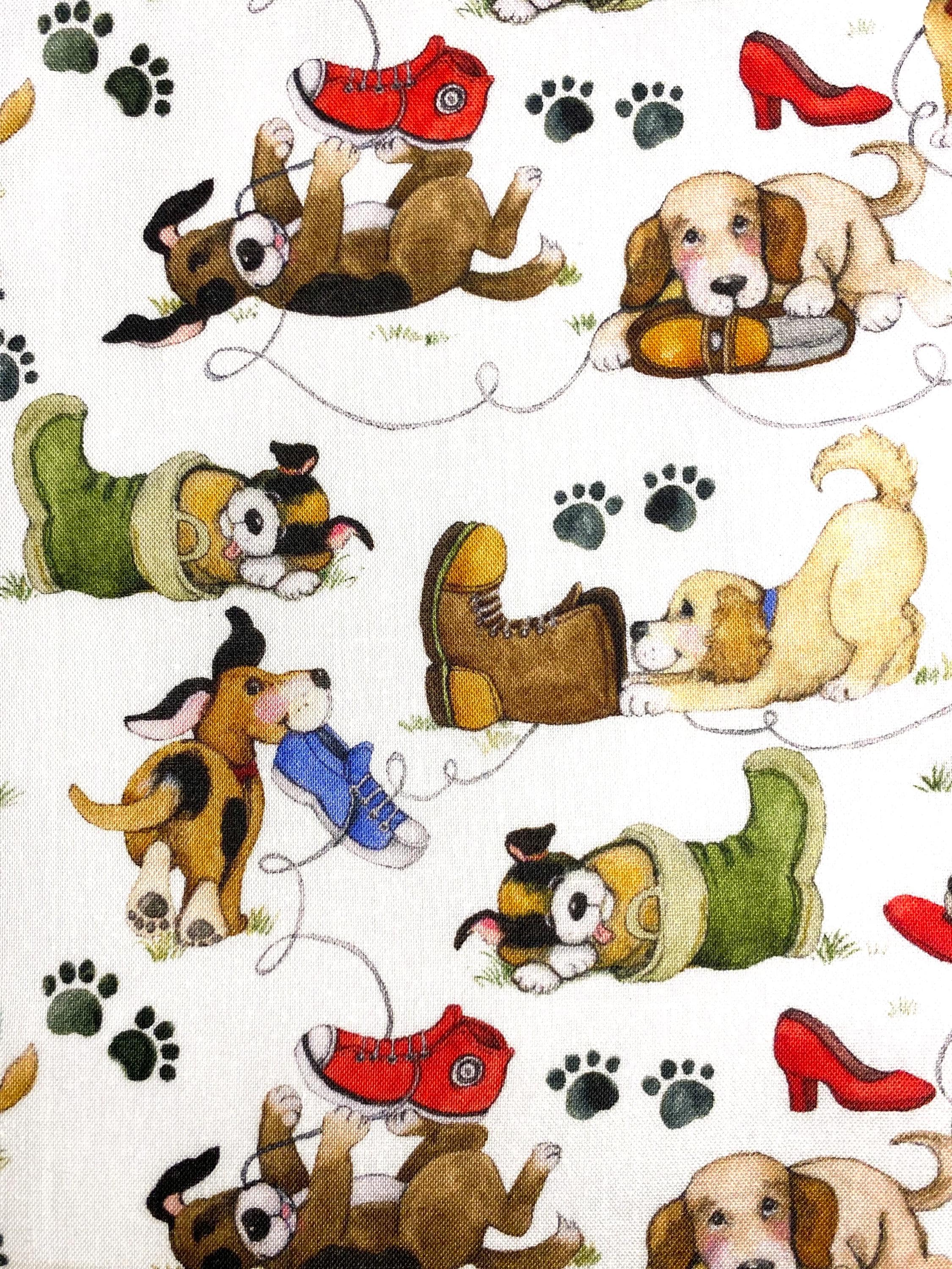 Fabric by the Half Yard - Playful Pups, Dog Fabric, Pets, Designer ...