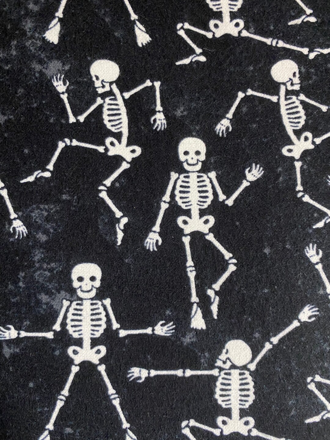 FLANNEL Fabric by the Half Yard - Skeletons on Black, Glow in the Dark ...