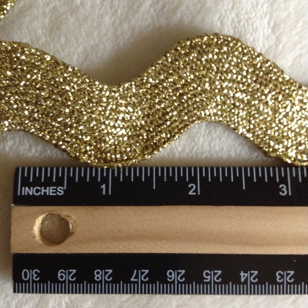 3 Yards of Extra Large Metallic Gold Ric Rac, Trim, Holiday, Chrismas ...