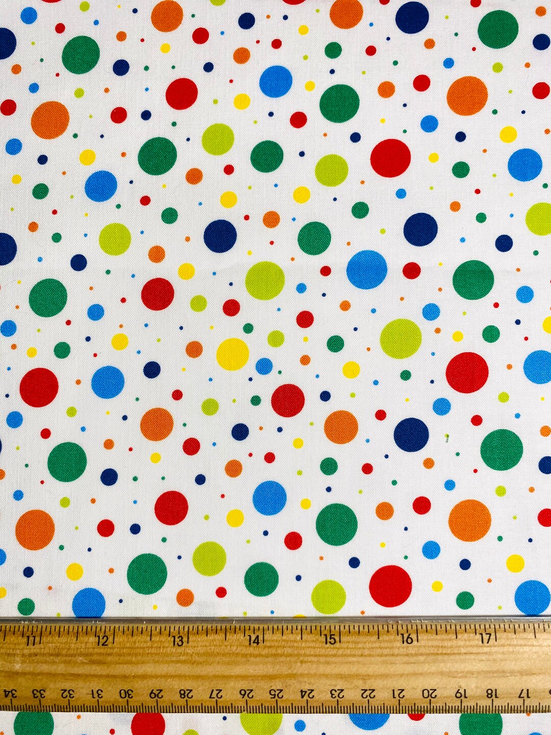 Fabric by the Half Yard - Dots on White, Birthday Dots, Multi Color ...