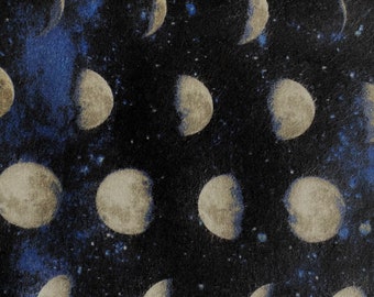 Moon Fabric Moon Phases by Onelittleprintshop Space Sky - Etsy
