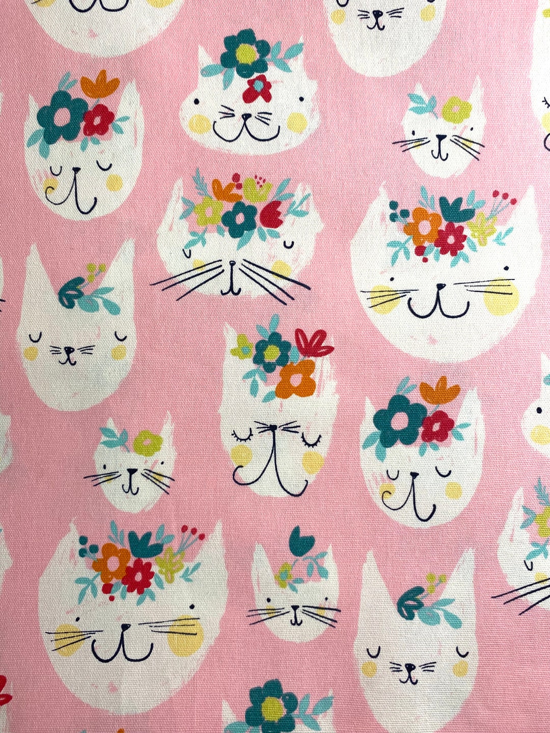 Fabric by the Half Yard, Cute Kitties, Cotton Canvas, Home Dec Fabric ...