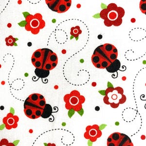 Fabric by the Half Yard - Ladybug Floral, Ladybug Fabric, White - Etsy