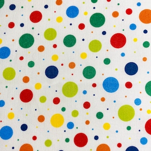 Fabric by the Half Yard - Dots on White, Birthday Dots, Multi Color ...