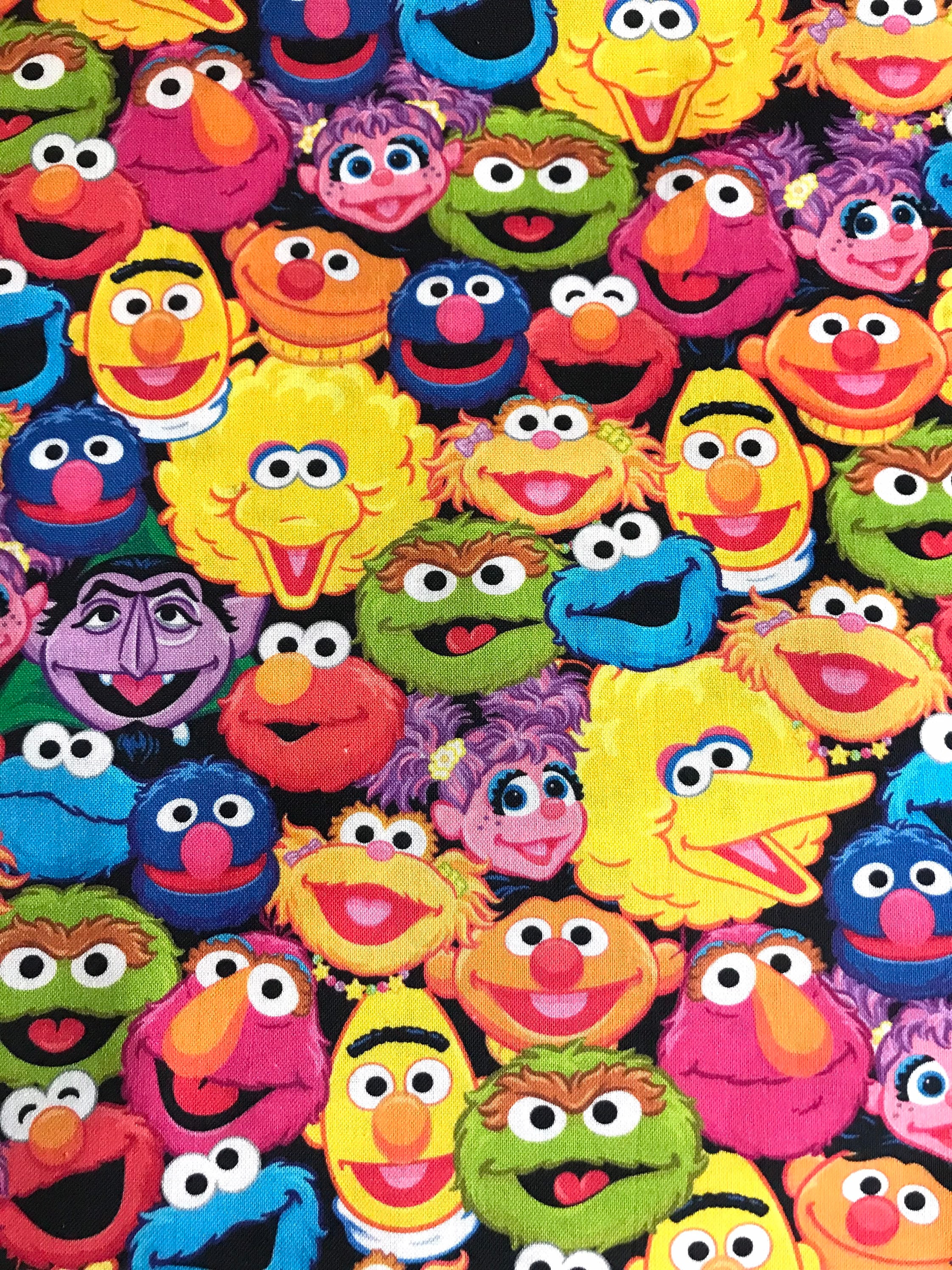Fabric by the Half Yard Sesame Street Packed Characters | Etsy