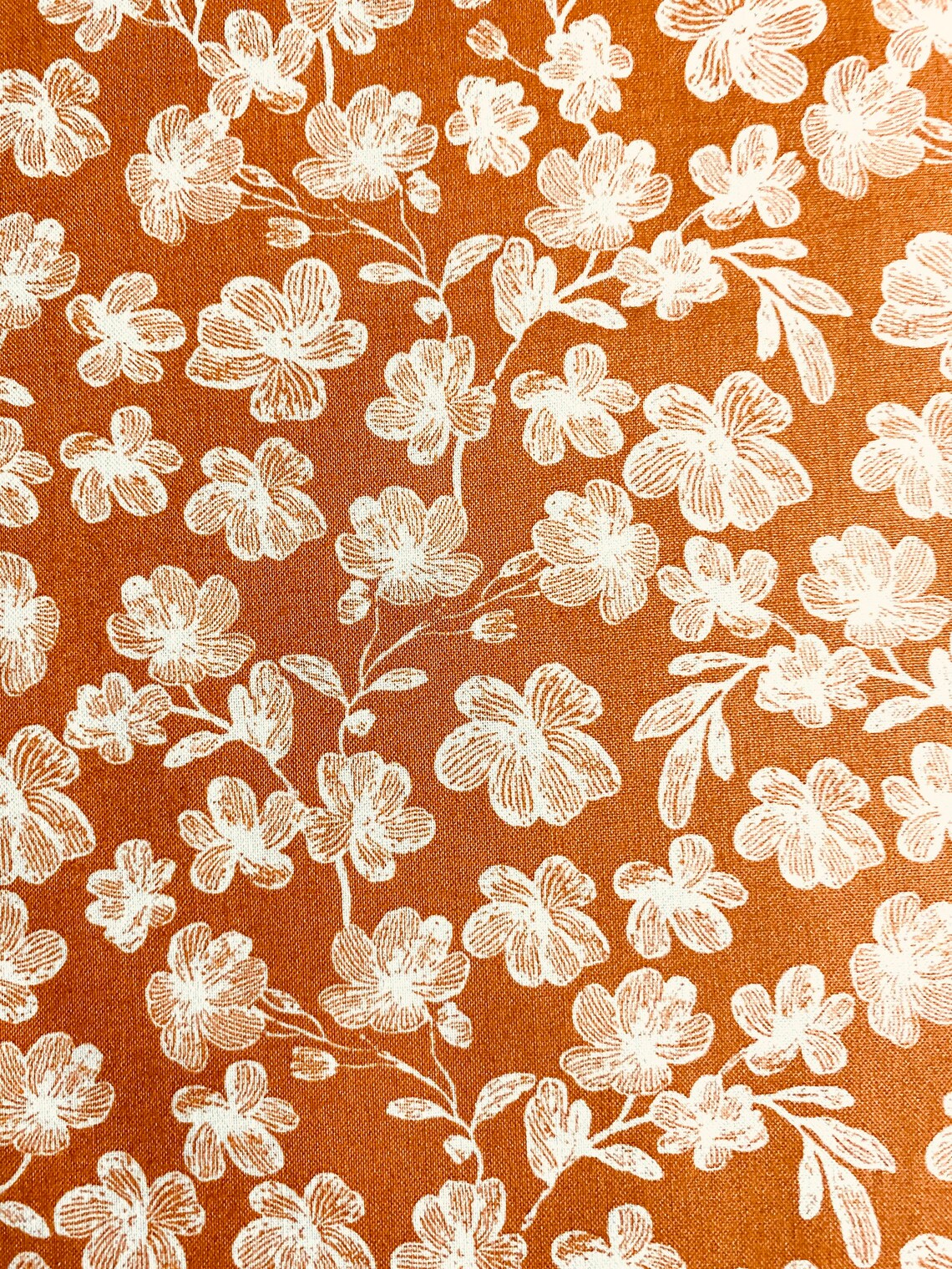 Fabric by the Half Yard Floral on Rust Floral Fabric Fall - Etsy
