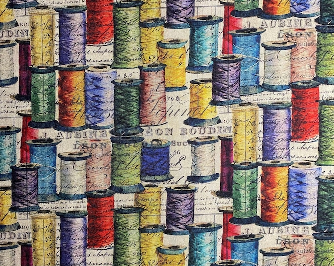 Fabric by the Half Yard - Thread Spools Fabric, Sewing Fabric, Sewing ...
