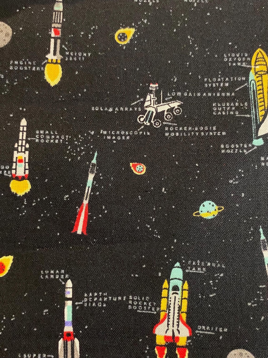 Fabric by the Half Yard - Rockets in Space, Outer Space, Outer Space ...