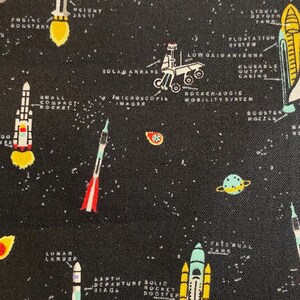 Fabric by the Half Yard - Rockets in Space, Outer Space, Outer Space ...