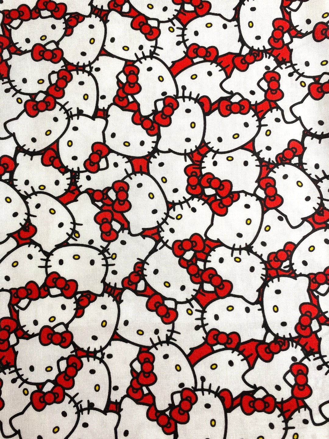 Fabric by the Half Yard Hello Kitty Packed Heads, Red and White - Etsy