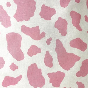 Fabric by the Half Yard - PINK Cow Print, Medium Size Spots, White ...
