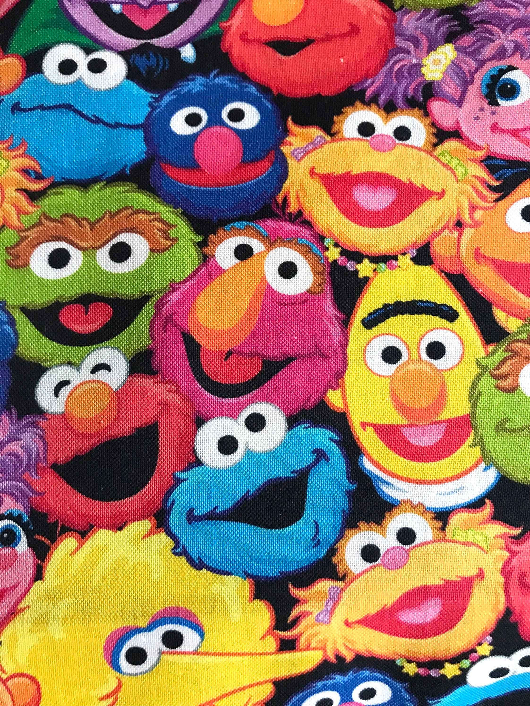 Fabric by the Half Yard Sesame Street Packed Characters | Etsy
