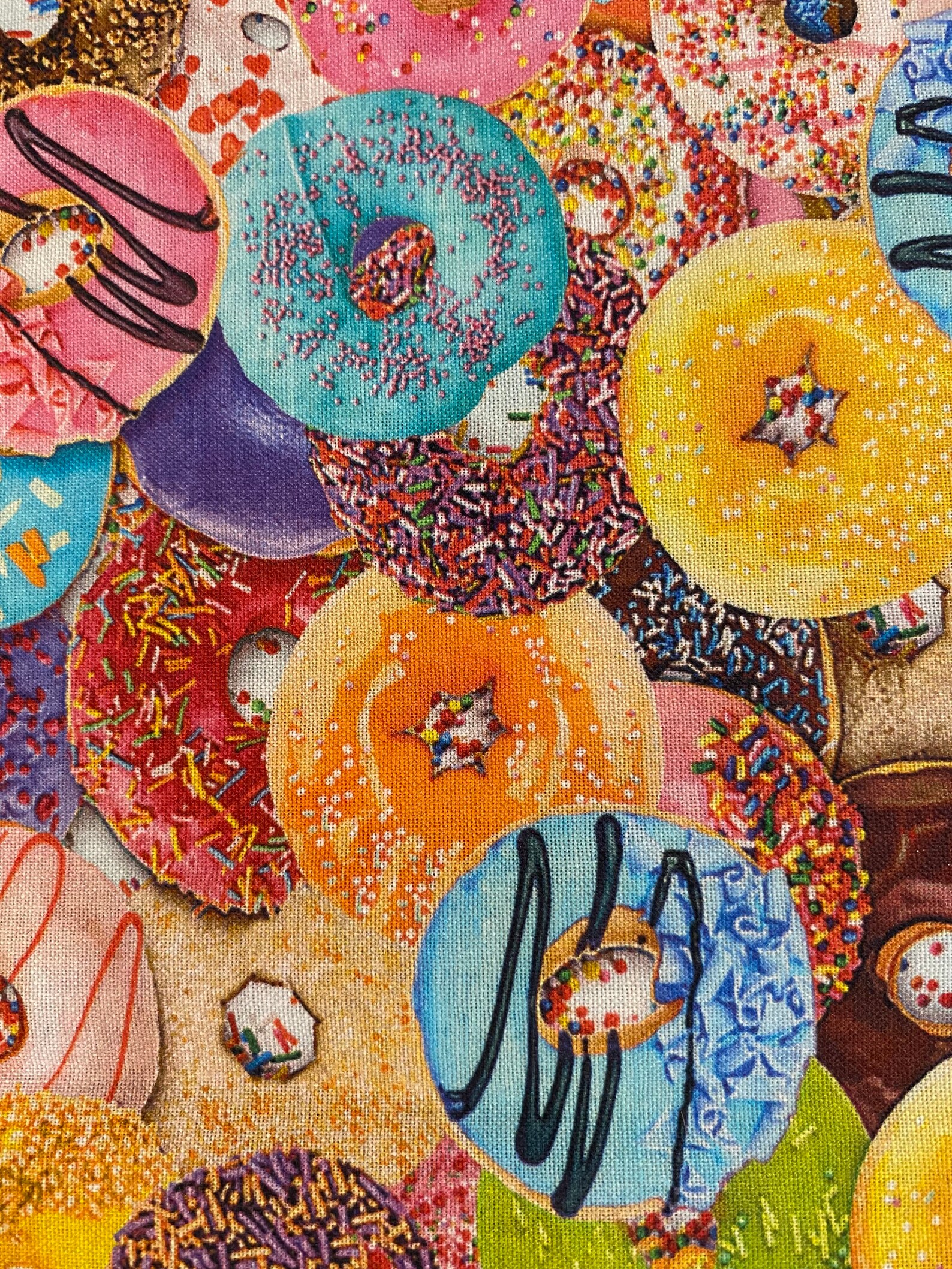 Fabric by the Half Yard - Doughnuts, Doughnut Fabric, Photo Real ...
